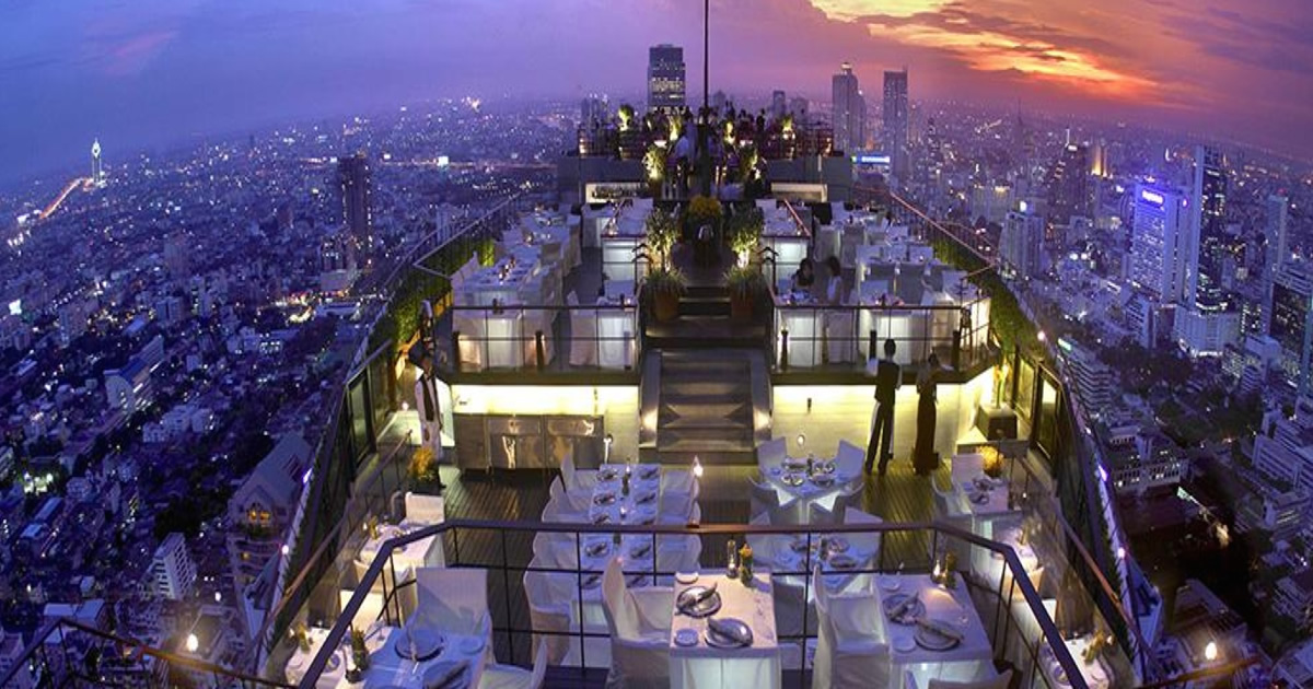 Die Moon Rooftop Bar und das Vertigo Restaurant in Bangkok
